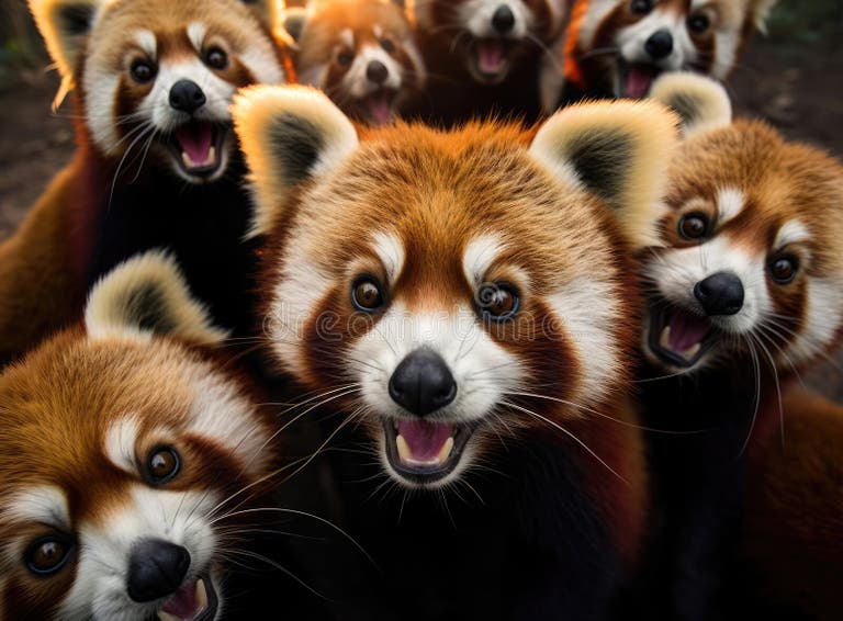 A group of red pandas stock image. Image of mask, safari - 289762939