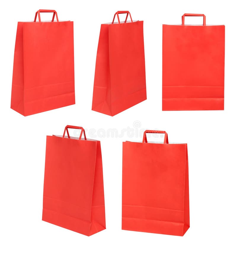 Group of Red Papers Bags on Different Possitions Stock Photo - Image of ...