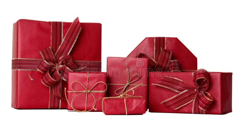Group of red presents stock image. Image of ribbon, advent - 17548435