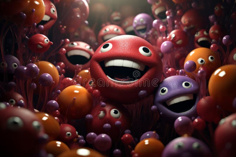 A Group of Red and Purple Balloons are Surrounded by a Smiley Face ...