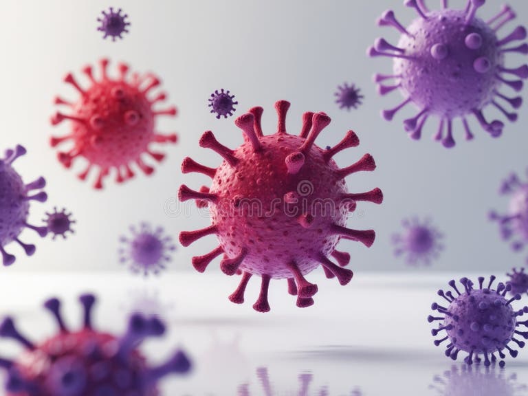 Group Red Purple Viruses Bacteria are Spherical Shape Inflammatory ...