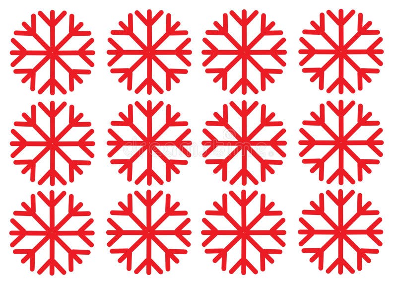 A Group of Red Simple Snowflake Outline Graphics Pattern White Backdrop ...