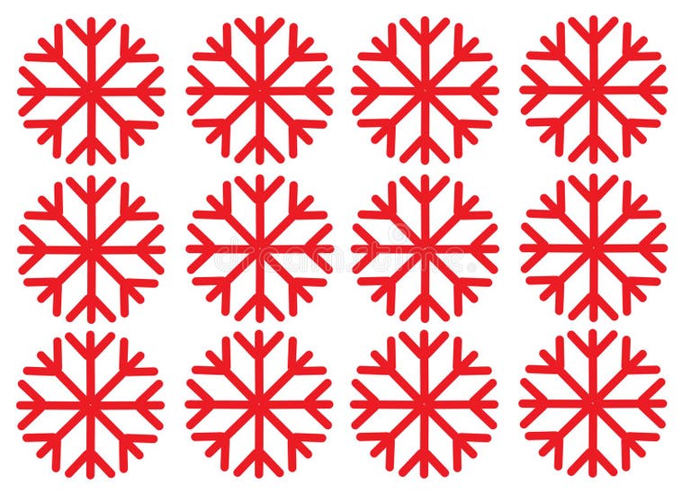 A Group of Red Simple Snowflake Outline Graphics Pattern White Backdrop ...