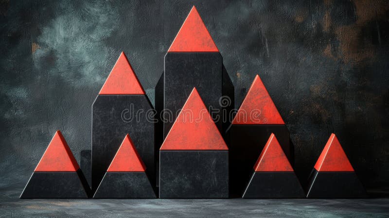 Group of Red Triangles Arranged Together on a Plain Background Creating ...