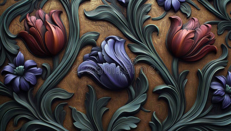 A Group of Red Tulips with Blue Backgrounds are Arranged into a Tulip ...