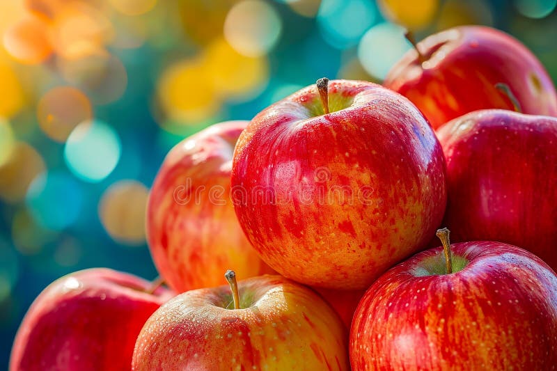 Group of Red and Yellow Apples are Stacked Together Creating Visually ...