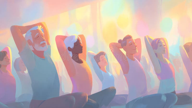 Group Rehabilitation Session with Patients Performing Light Stretching ...