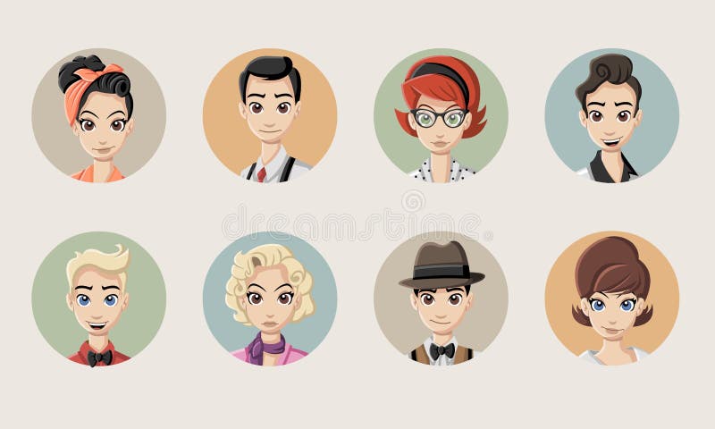 Group of retro people stock vector. Illustration of handsome - 69939556