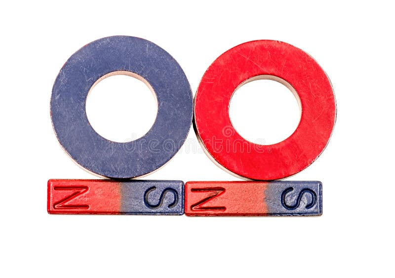 Group of Ring and Bar Magnets Isolated on White Background with ...