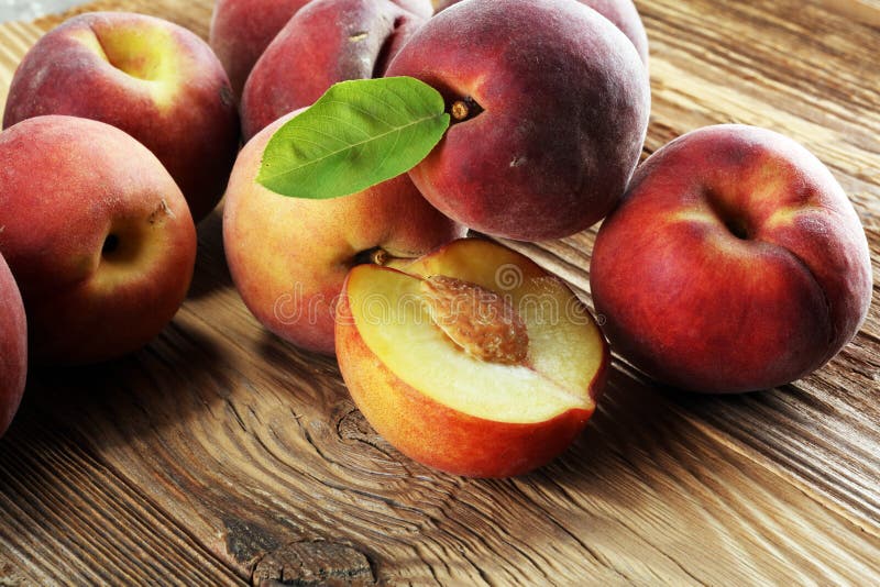 A Group of Ripe Peaches on Table Stock Image - Image of group, juicy ...