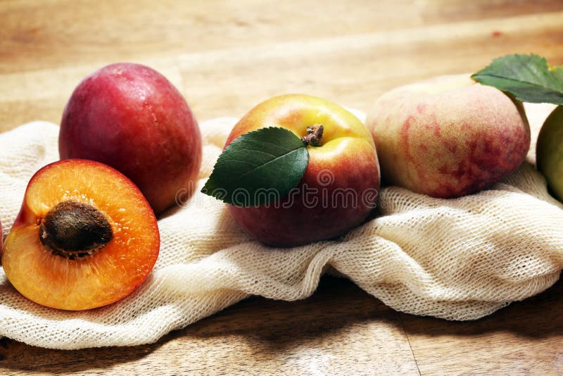 A Group of Ripe Peaches on Table Stock Photo - Image of peach, table ...