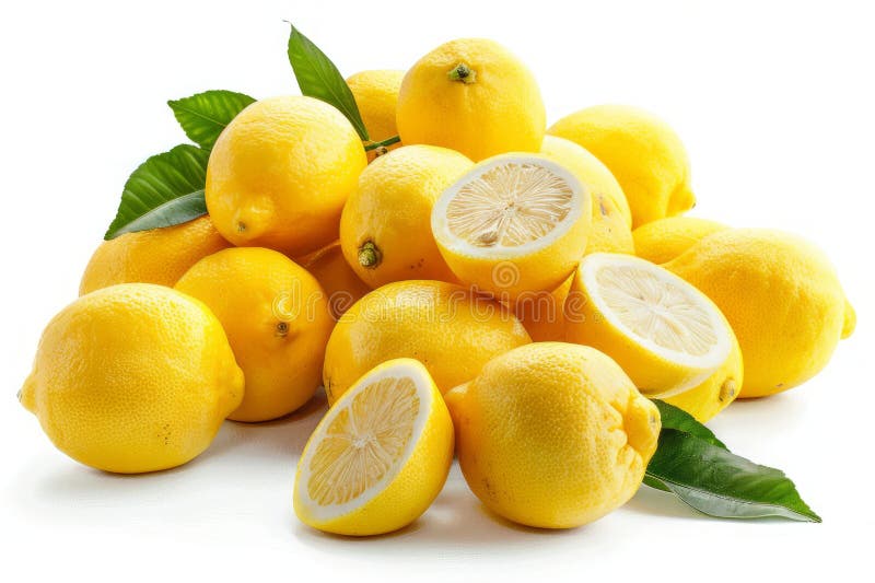 Fresh Lemons Solid White Background Ai Generated Stock Photos - Free ...