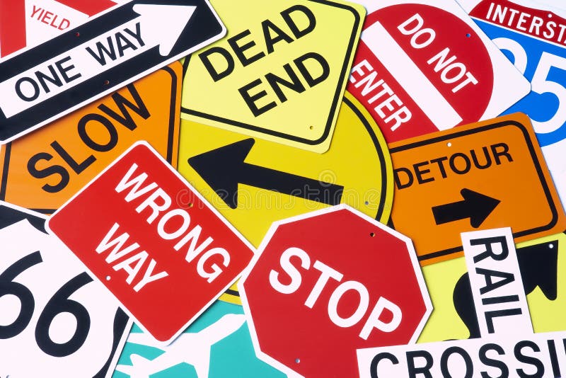 Group of Road Signs stock photo. Image of studio, instruction - 8755436