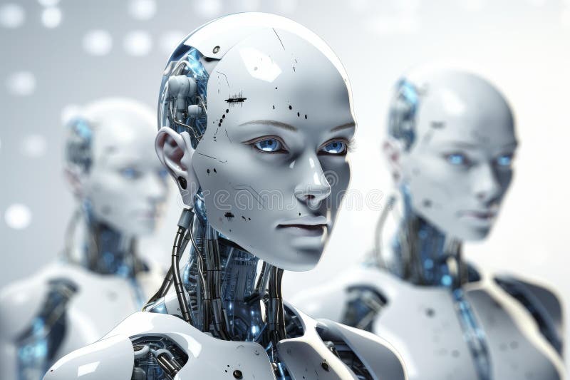 A Group of Robot Characters Standing in a Row, Each with a Unique and ...