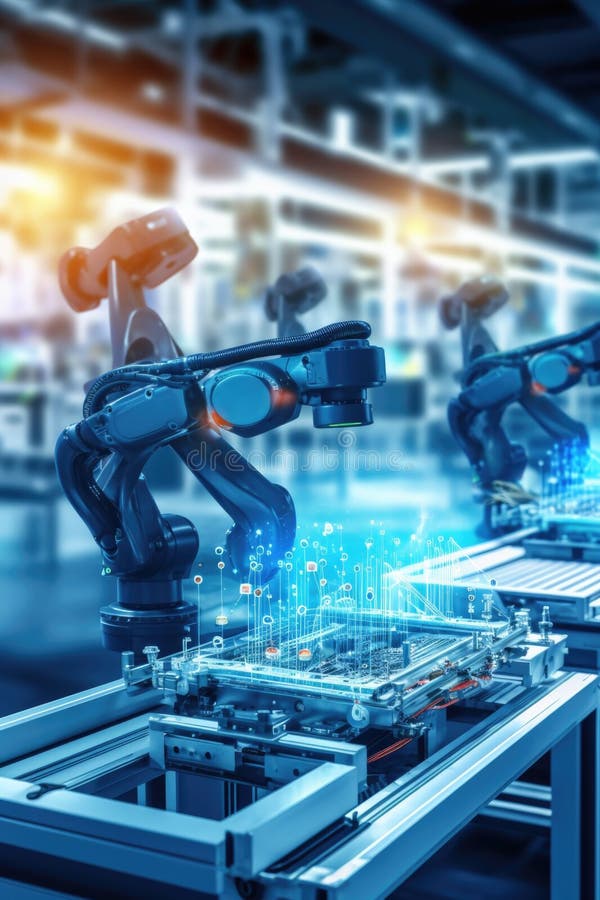 A Group of Robots Assembling Electronic Components. Perfect for ...