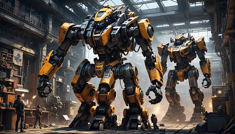 A Group of Robots in a Building Stock Photo - Image of cyborg ...