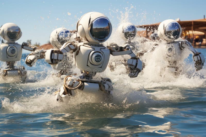 A Group of Robots from the Future is Running on Water. Robotization ...