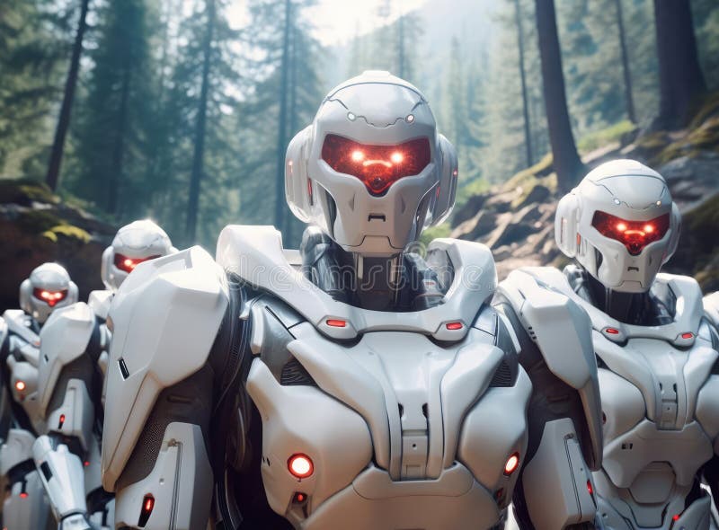 A group of robots stock image. Image of cybernetic, team - 290806577