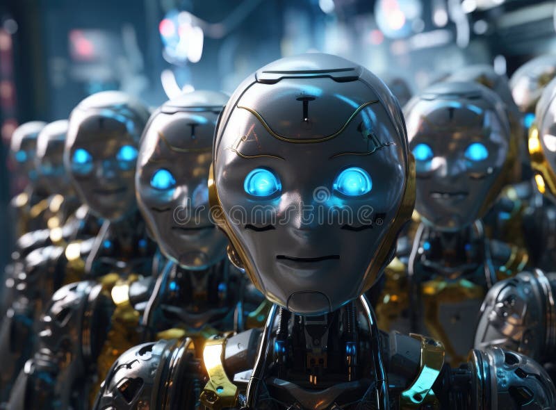 A group of robots stock image. Image of manufacturing - 290811413