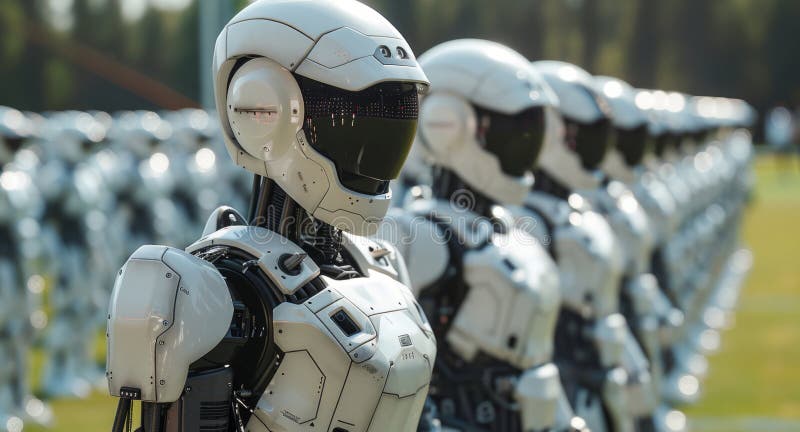 Group Robots Standing Row Stock Photos - Free & Royalty-Free Stock ...