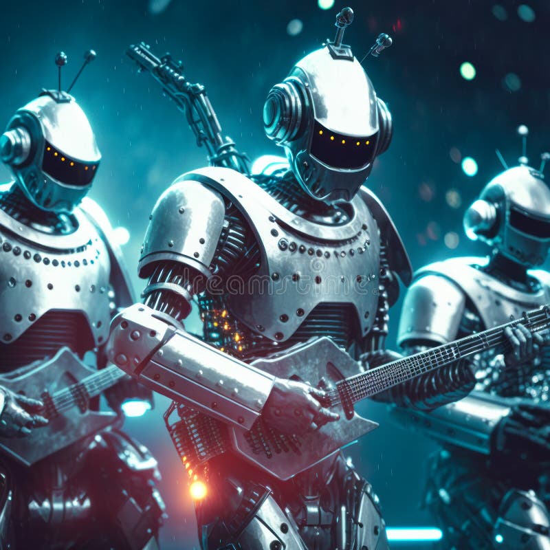 Group of Robots Playing Guitar Together. Generative AI Stock Photo ...