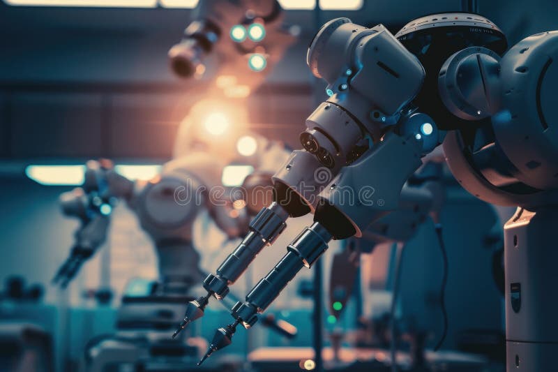 A Group of Robots Standing in a Room. Suitable for Technology Concepts ...