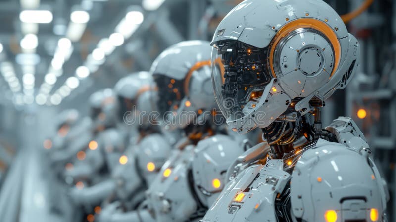 Group of Robots Standing in a Straight Line. Stock Illustration ...