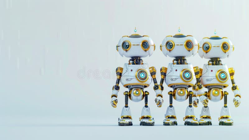 A Group of Robots Standing Together. Suitable for Technology and ...