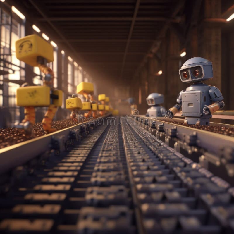 A Group of Robots Standing on a Train Track. Generative AI Image. Stock ...