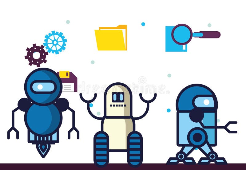 Group of Robots, Artificial Intelligence Stock Illustration ...