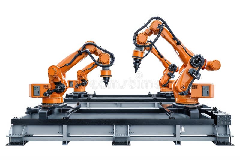 A Group of Robots Working Together on a Piece of Metal, Useful for ...