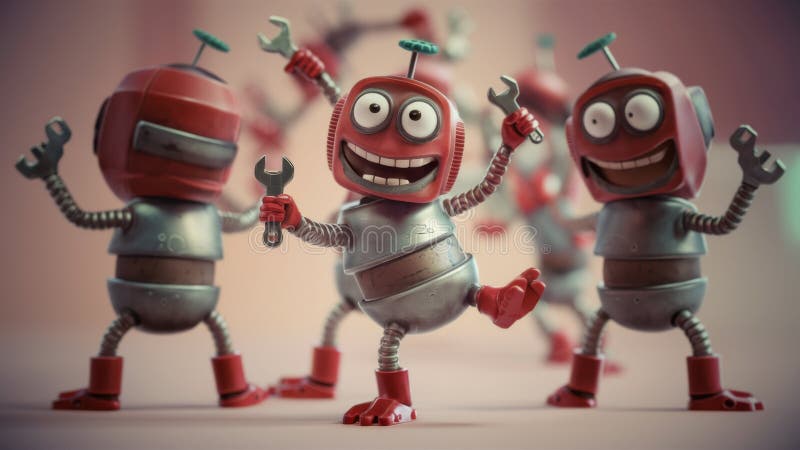 A Group of Robots with Wrenches and Tools on a Table, AI Stock Image ...