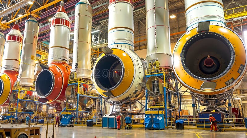 A Group of Rockets Sitting Inside of a Building Stock Photo - Image of ...