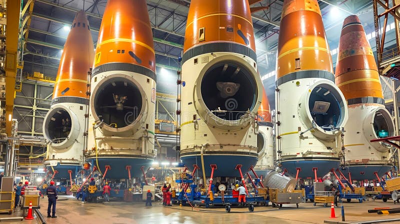A Group of Rockets Sitting Inside of a Building Stock Photo - Image of ...