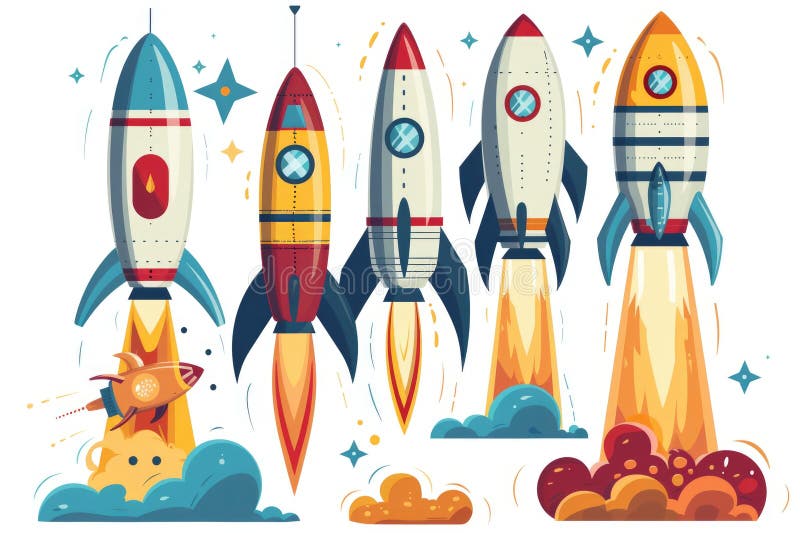 A Group of Rockets Soaring through the Sky Stock Photo - Image of ...