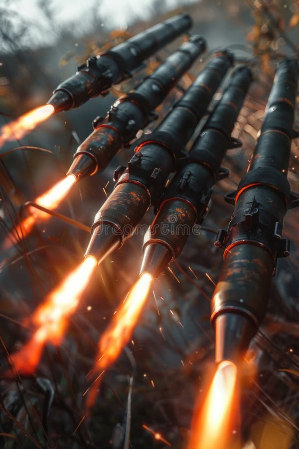 A Group of Rockets Soaring through the Sky Stock Image - Image of ...