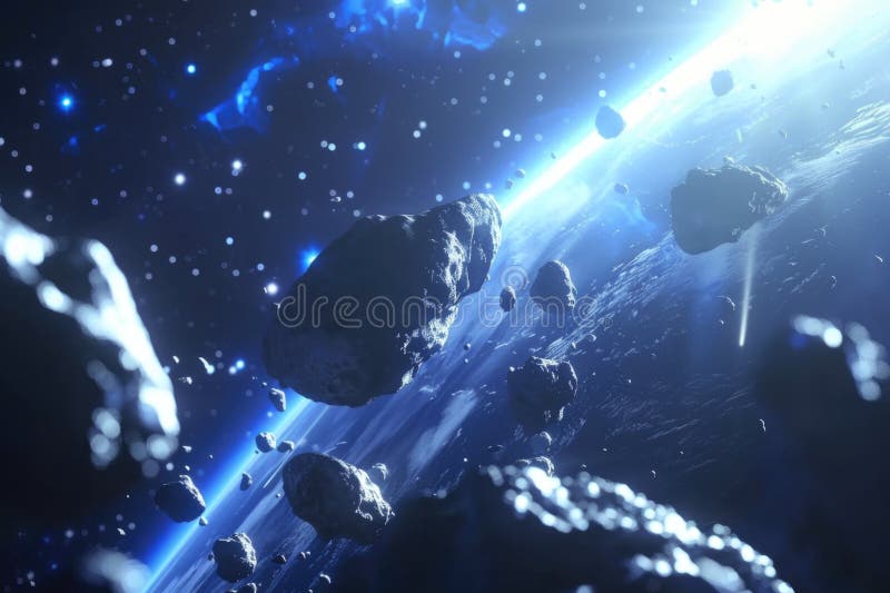 A Group of Rocks Floating in Outer Space. Suitable for Science Fiction ...