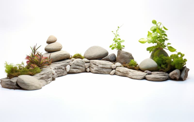 A Group of Rocks with Plants Stock Illustration - Illustration of ...