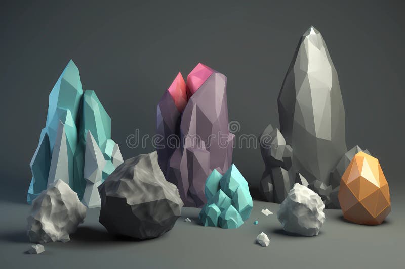 A Group of Rocks and a Rock with a Pink Base. AI Generation Stock ...