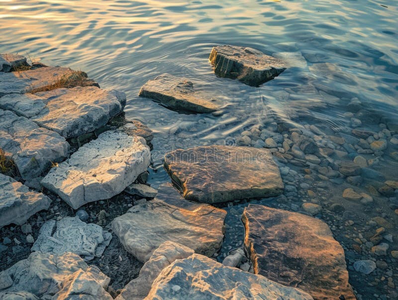 Rocks on Water stock image. Image of pebbles, calm, lake - 375120347