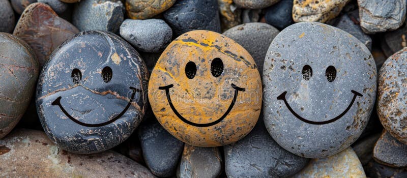Group of Rocks with Smileys Stock Photo - Image of quirky, smileys ...