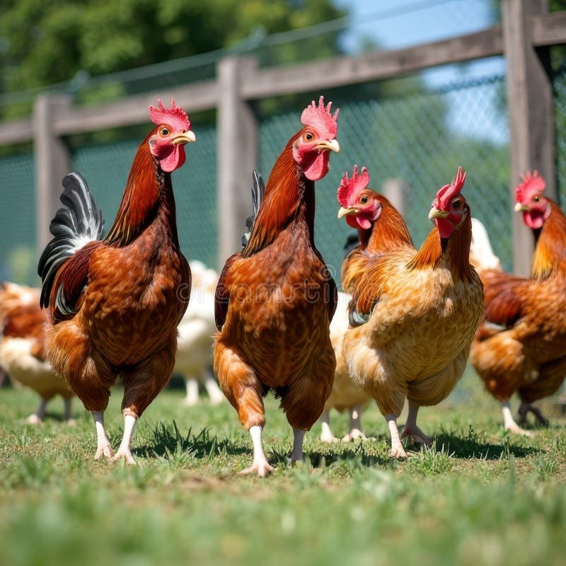 Group Roosters Hens Sunny Farmyard Setting Stock Photos - Free ...