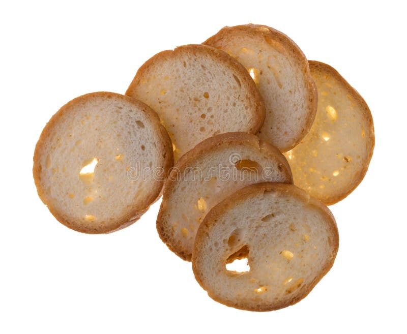 Group of Round Toasted Crackers on a White Background Stock Photo ...