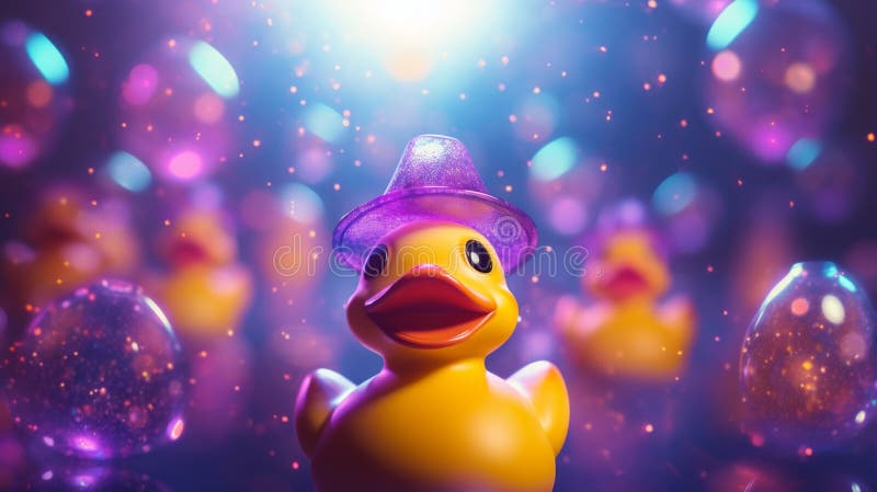 Group of Rubber Ducks with Hats in Background Stock Illustration ...