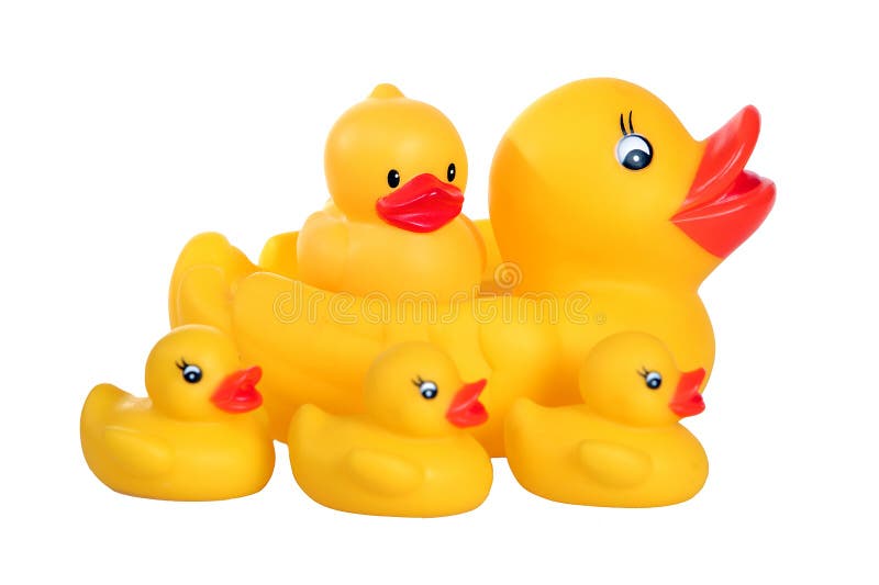 A Group of Rubber Ducks are Sitting in a Row, with the Largest One ...