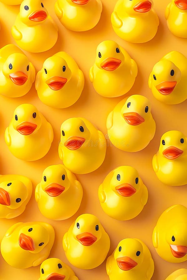A Group of Rubber Ducks on a Yellow Background. Generative AI Stock ...
