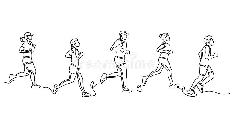 Running People Continuous Line Vector Illustration Stock Vector ...