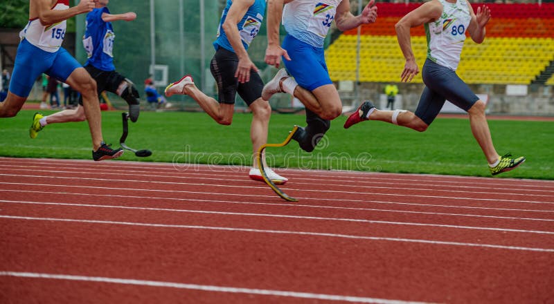 Group Runners Paraathlete Running Stock Image - Image of amputation ...