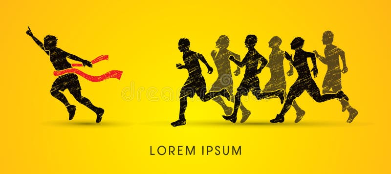 Group or Runners, the Winner Stock Vector - Illustration of body, move ...