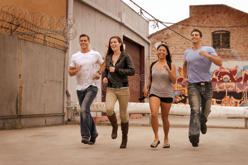 Group Running stock image. Image of friendship, four - 32816593